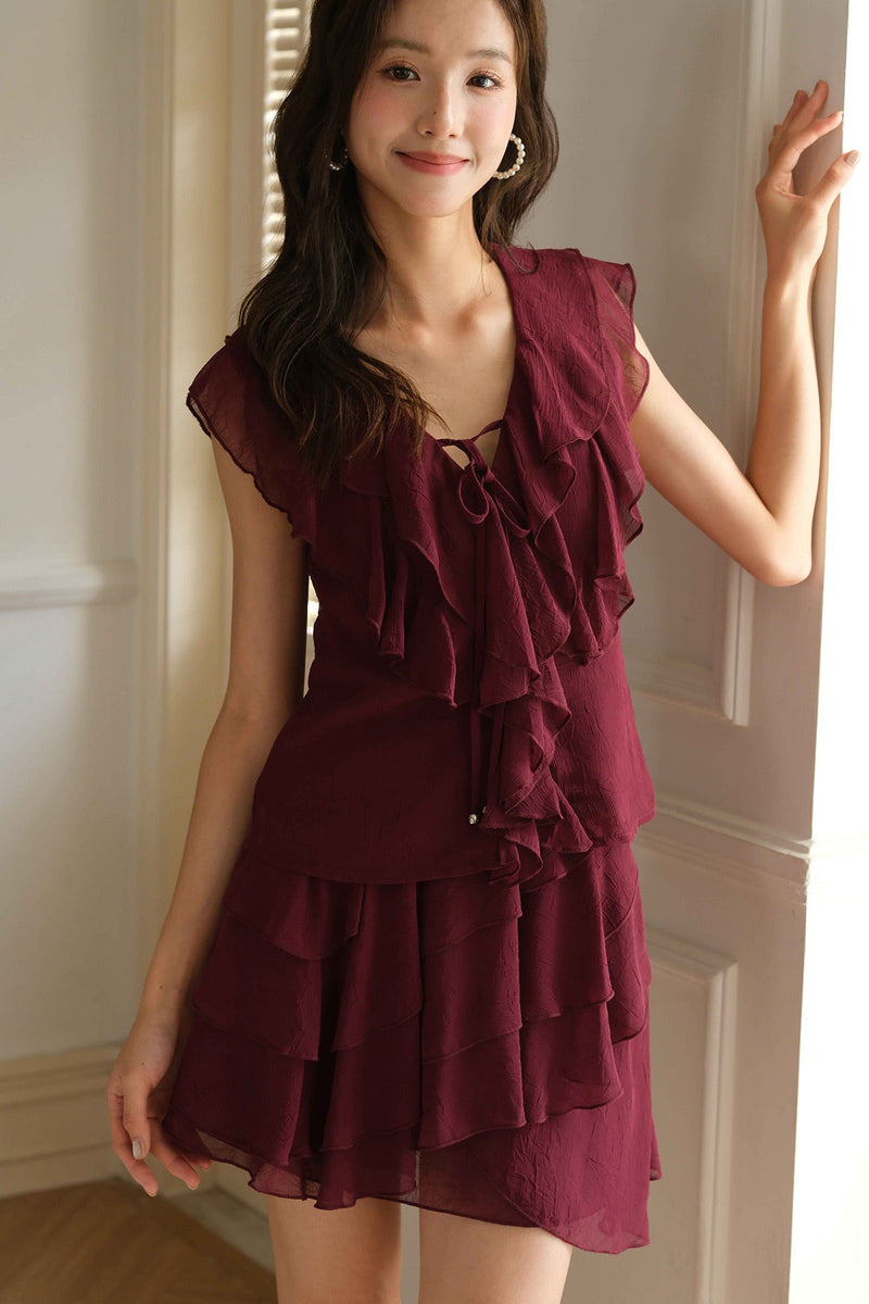 Lucien Ruffle Bead Top (Burgundy) – Ohvola