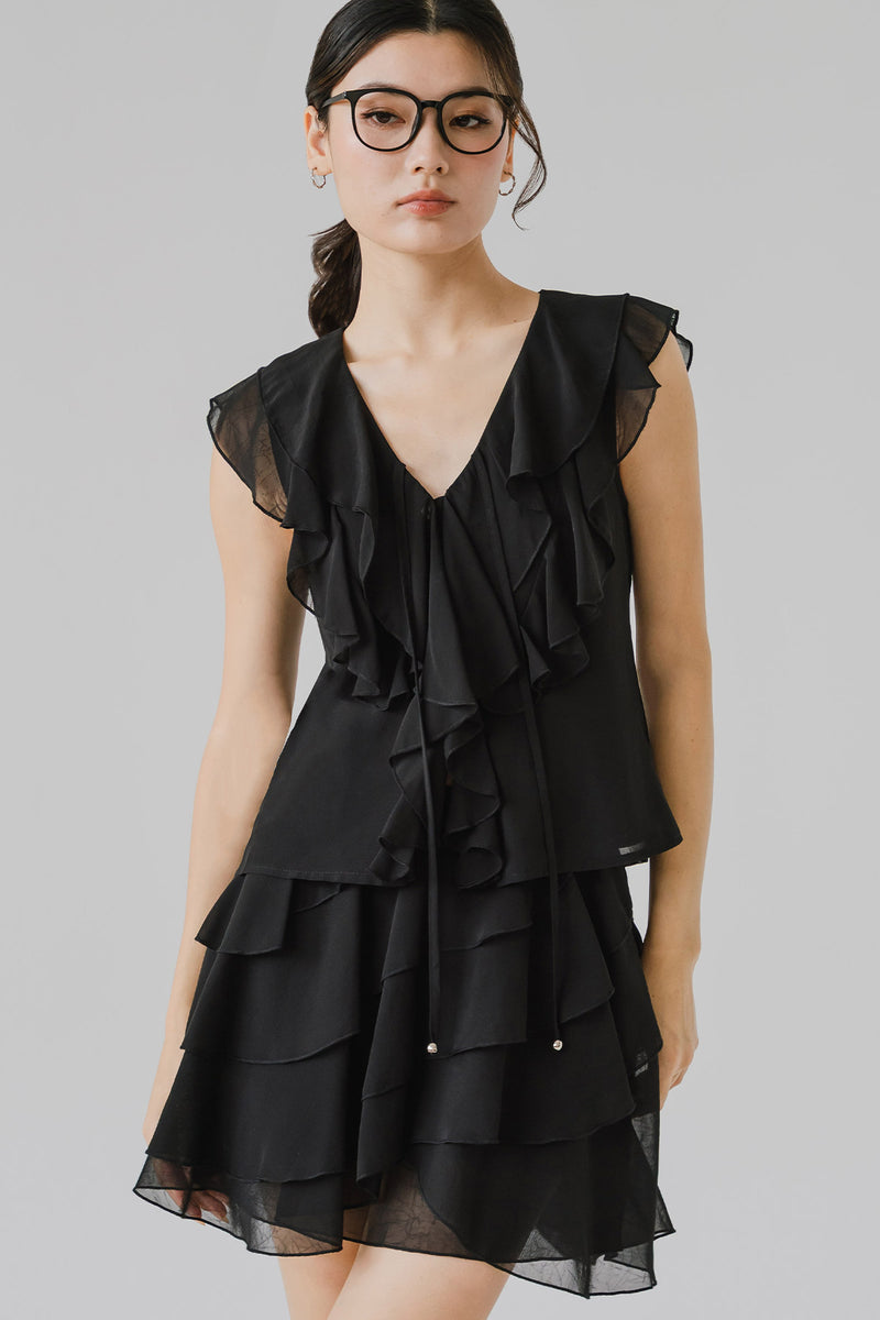 Lucien Ruffle Bead Top (Black) – Ohvola