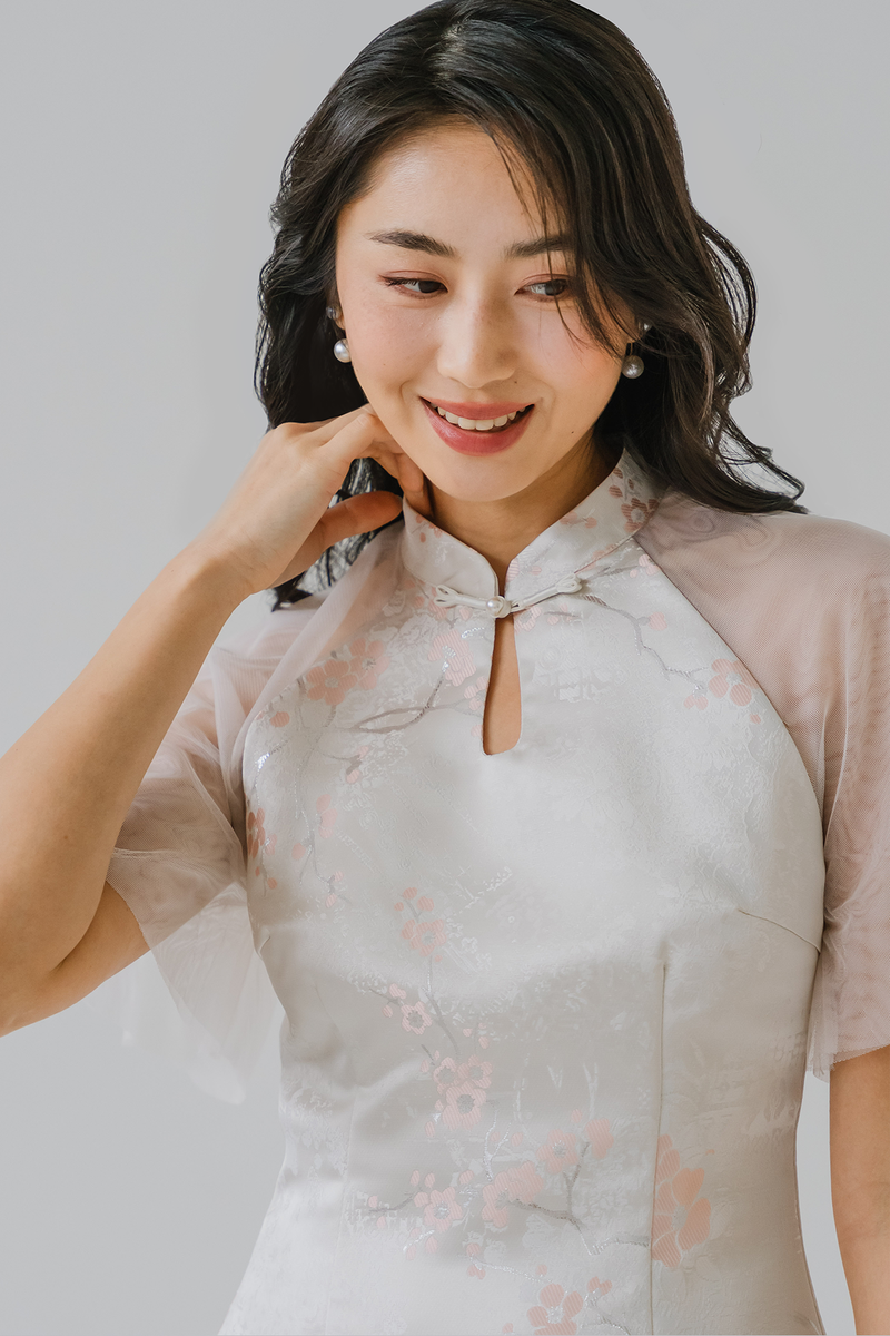 Willow Mesh Sleeve Qipao (Ivory) – Ohvola